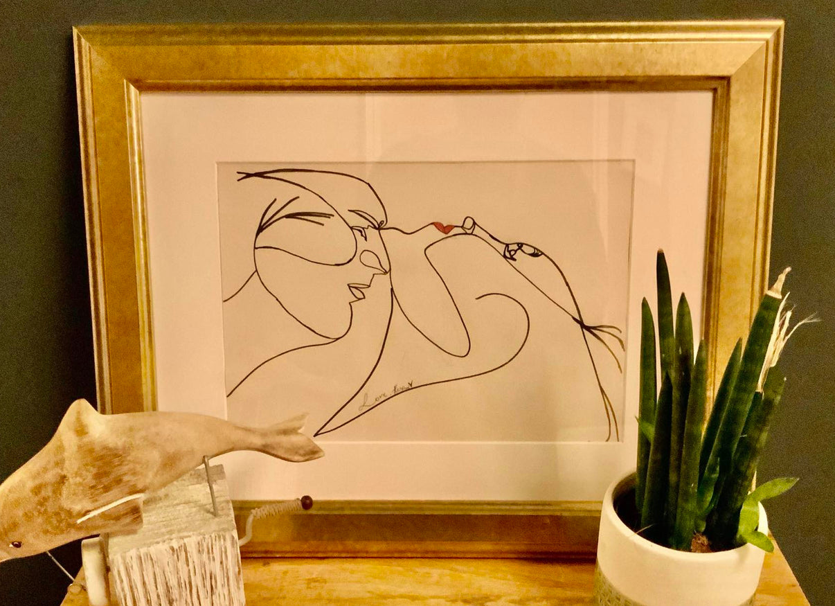 ''Touch me'' painting, acrylic on hand sketch – Greek Art Vibe
